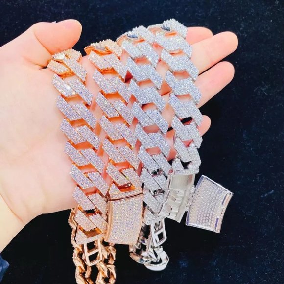 Accessories | 18mm S925 Silver Vvs Moissanite Iced Out Cuban Link Chain ...